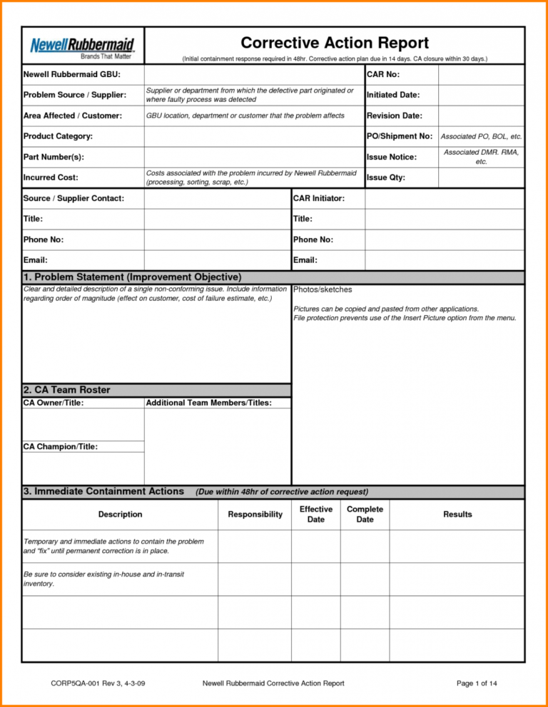 Rma Report Template - Best Sample Template