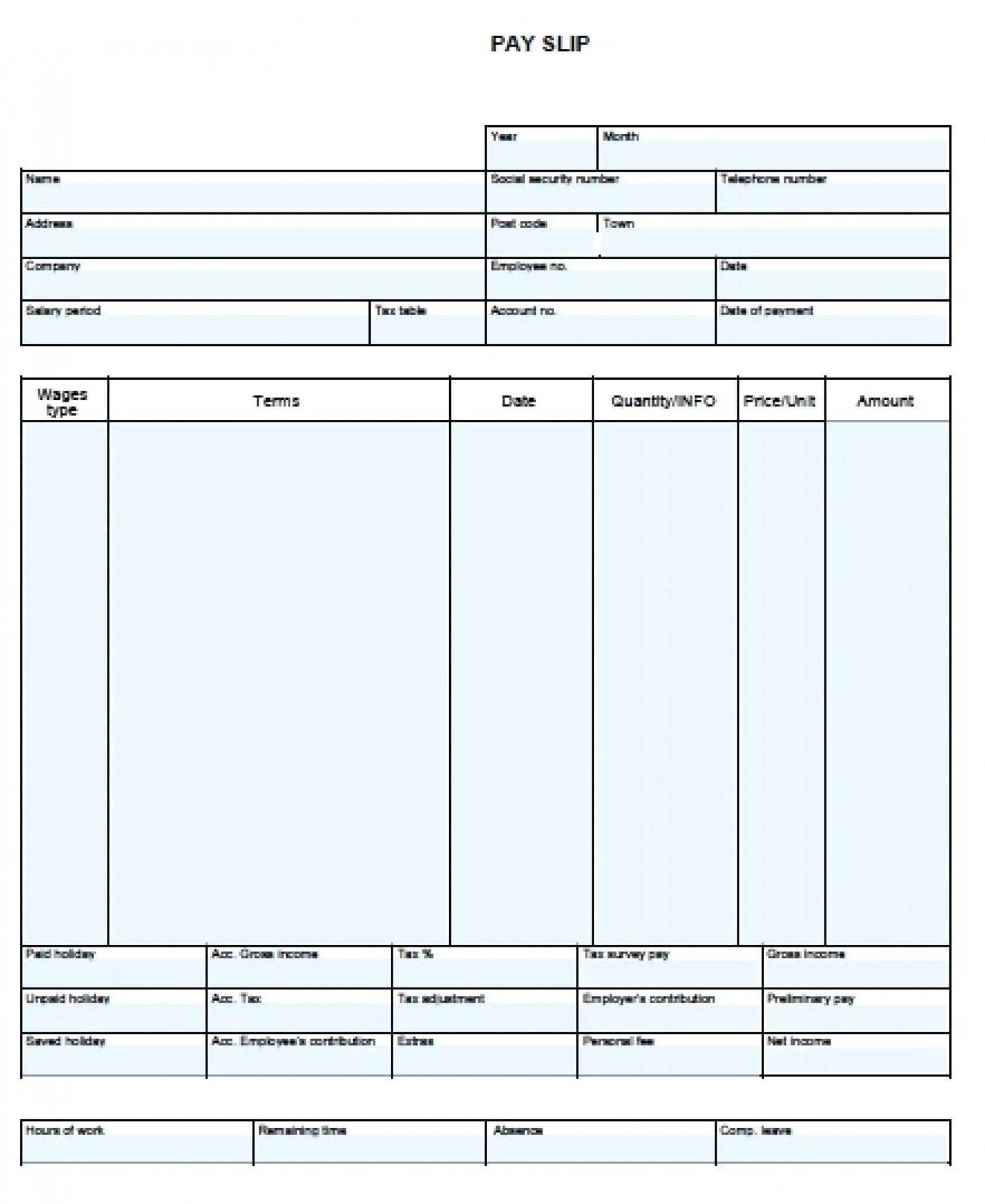 Free Paystub Template Download