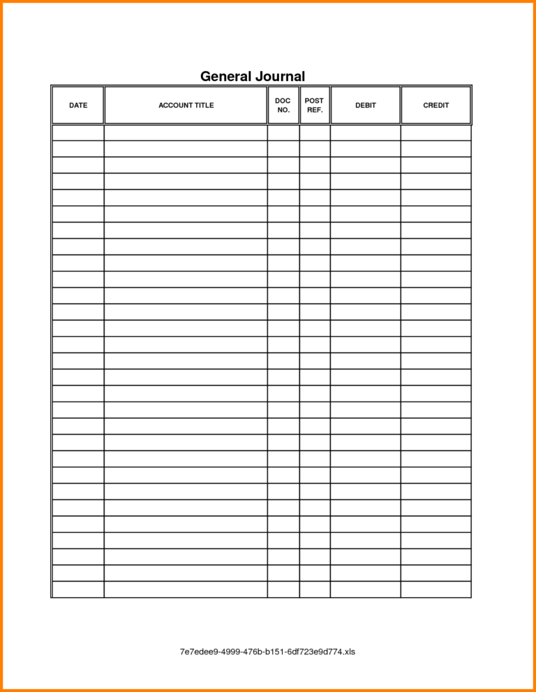 Double Entry Journal Template For Word