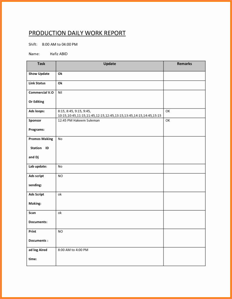Bedside Shift Report Template