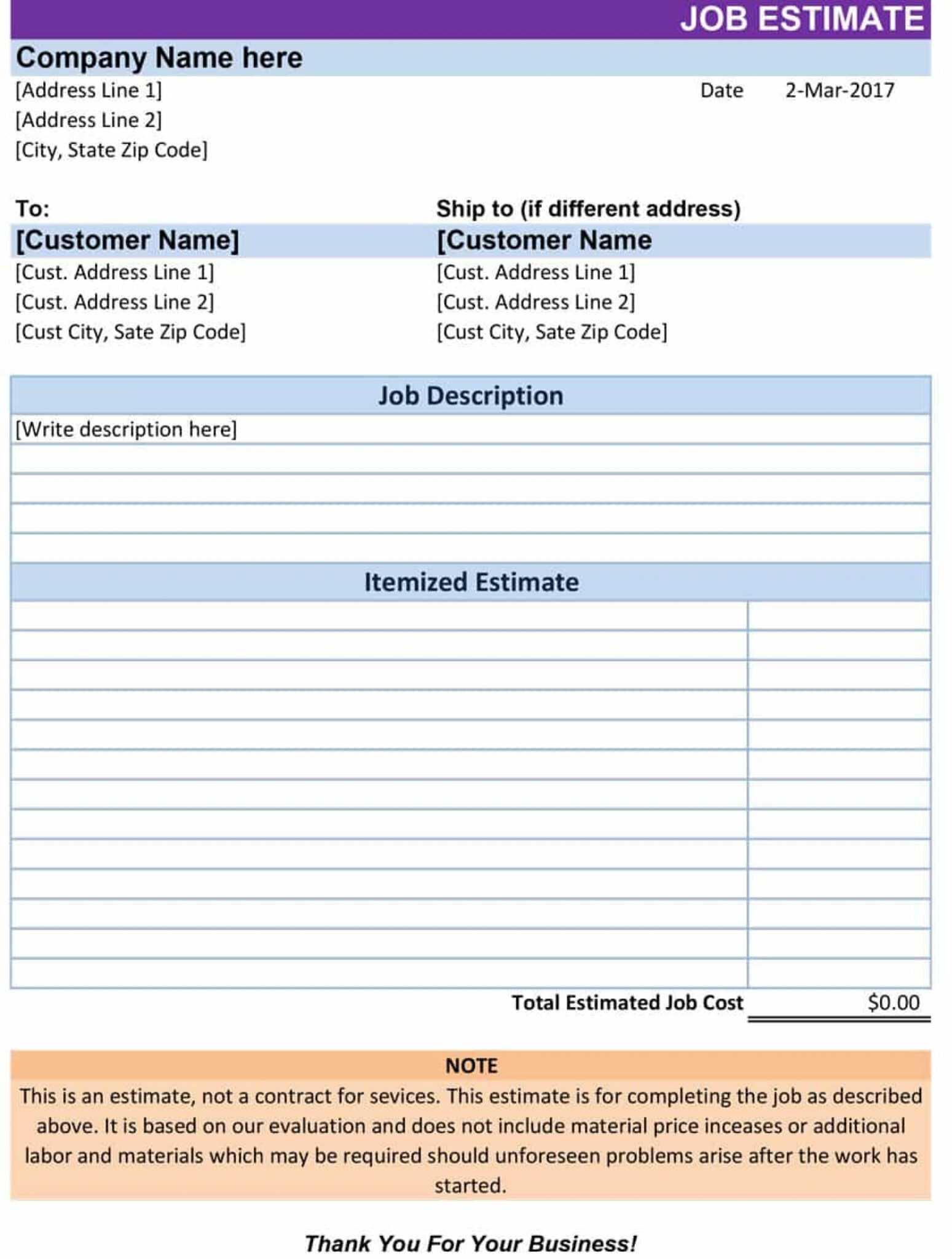 026 Template Ideas Quote Free Estimate Awful Word Contractor Inside 