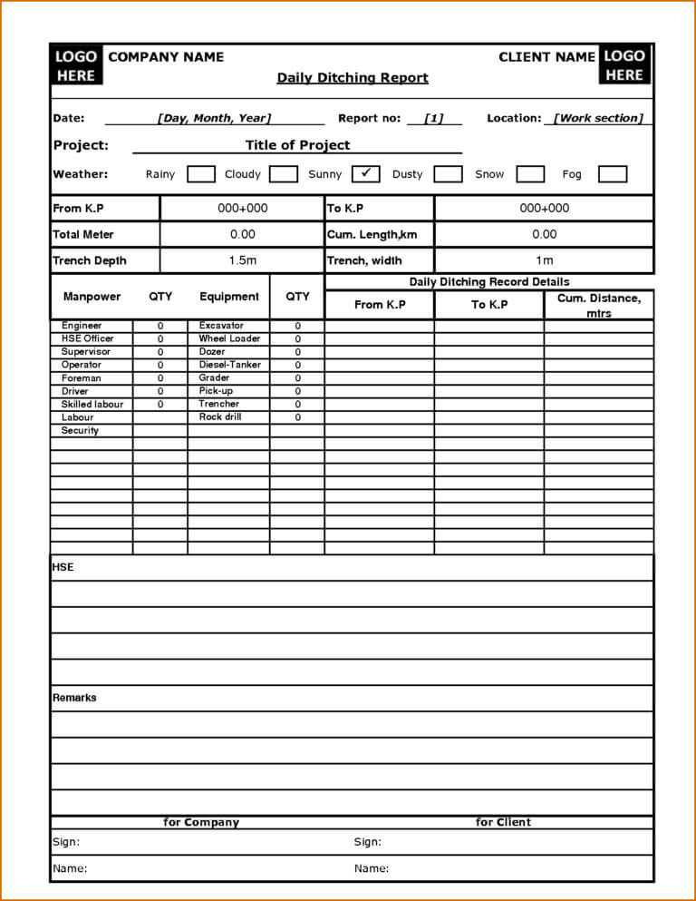 032 Daily Progress Report Format For Building Construction With Engineering Progress Report