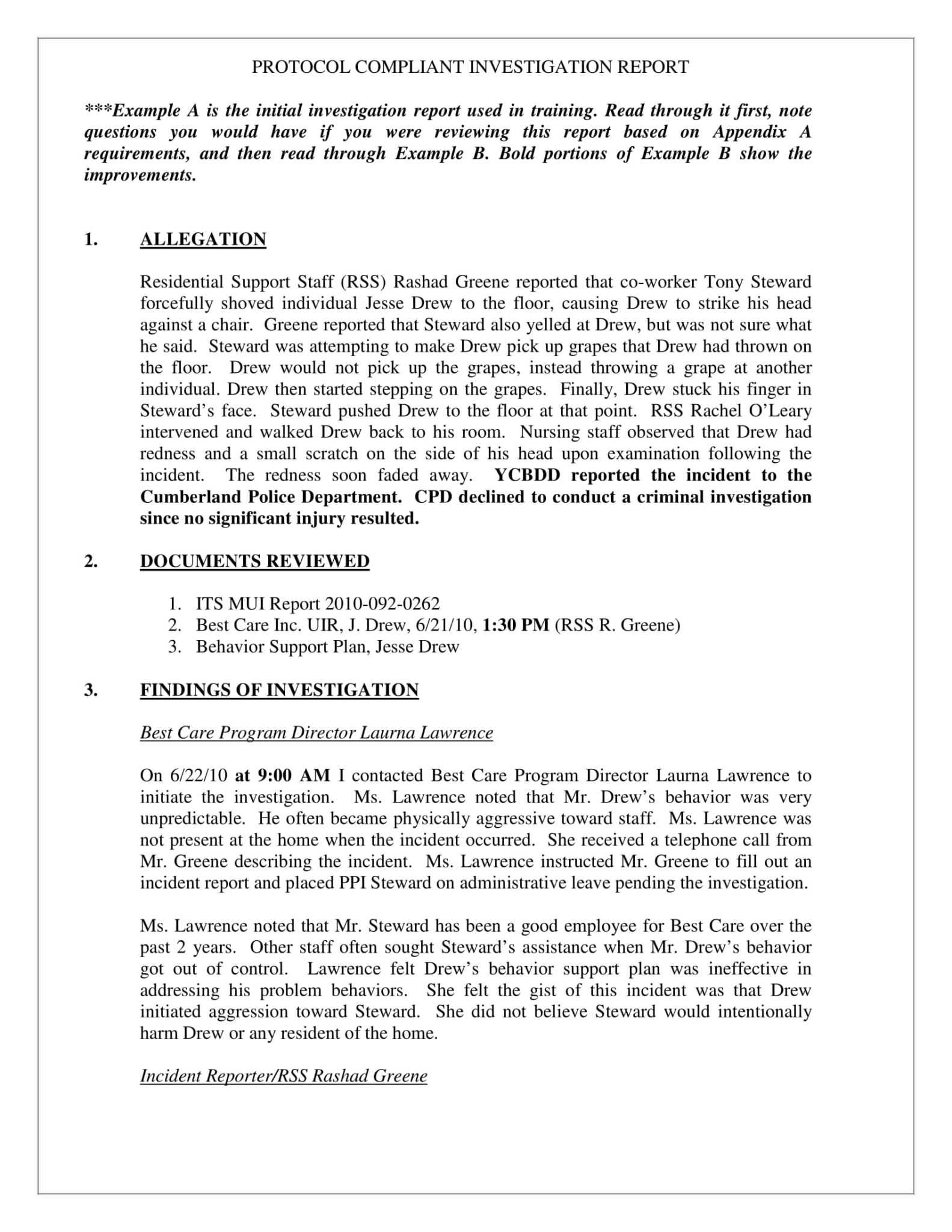 Workplace Investigation Report Template