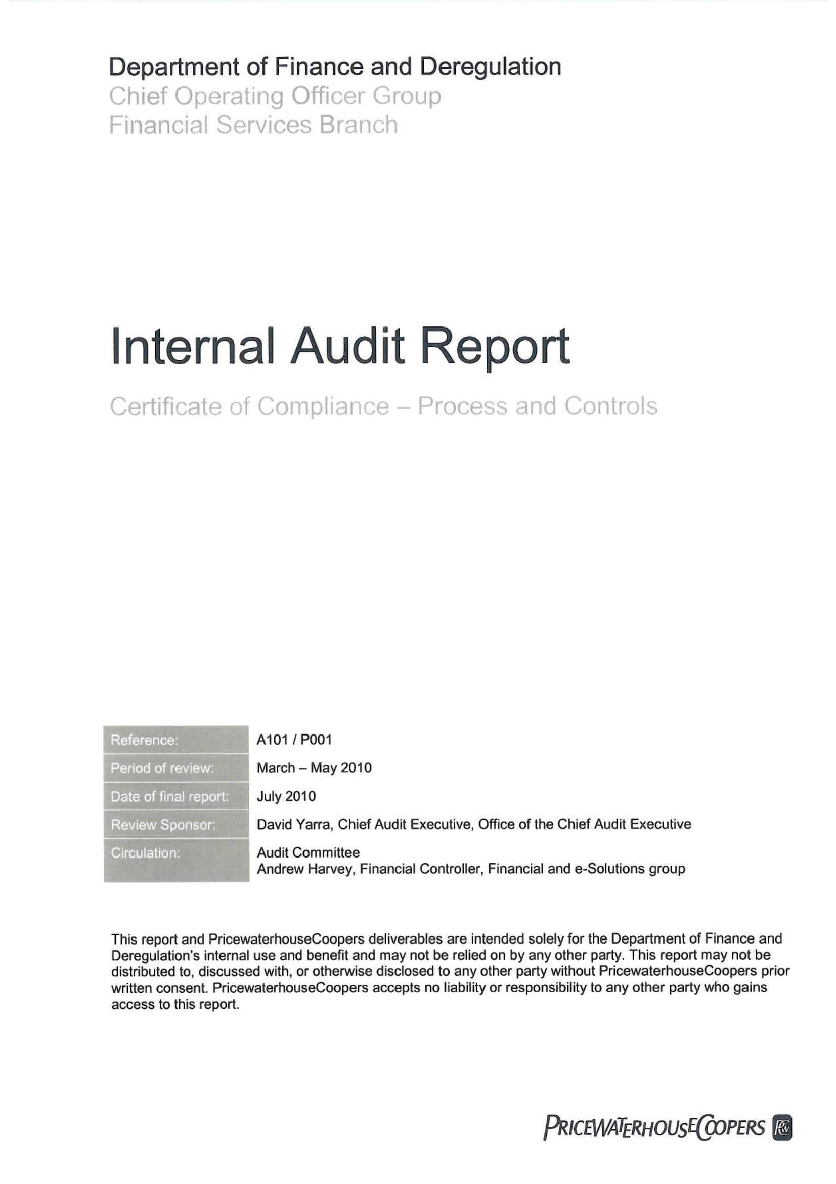 14 Internal Audit Report Examples Pdf Word Examples Pertaining To It Audit Report Template 