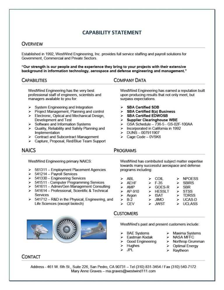 Capability Statement Template Word Document Fillable Form - Printable ...