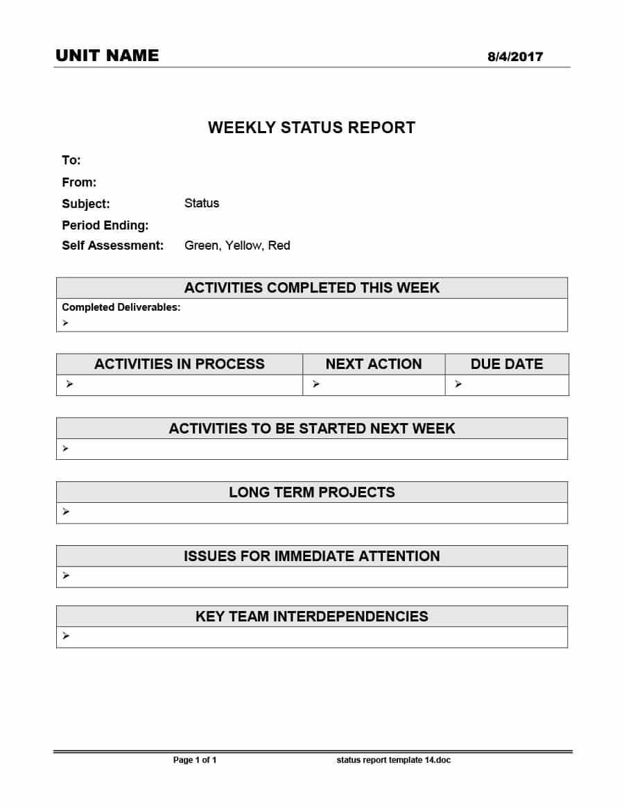 40 Project Status Report Templates Word Excel Ppt In Activity 