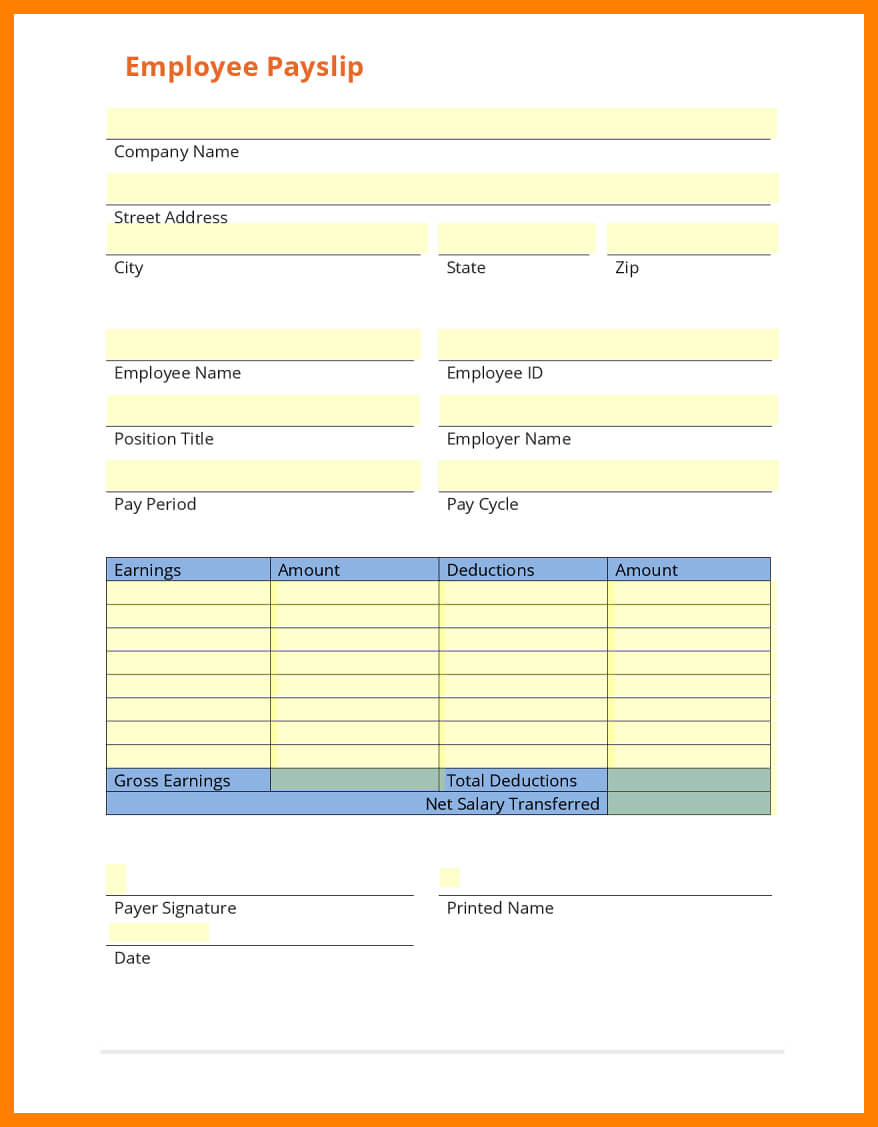 Printable Blank Payslip Template Printable Templates