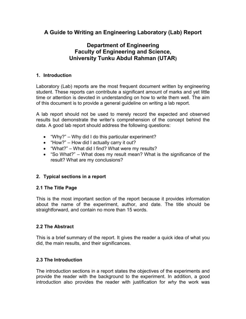 A Guide To Writing An Engineering Laboratory Lab Report Throughout