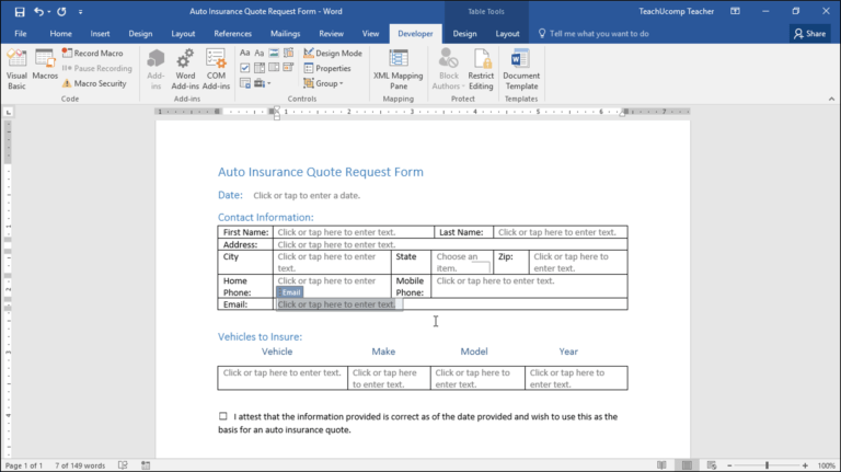 Create A Form In Word Instructions And Video Lesson Regarding Word Macro Enabled Template Best 