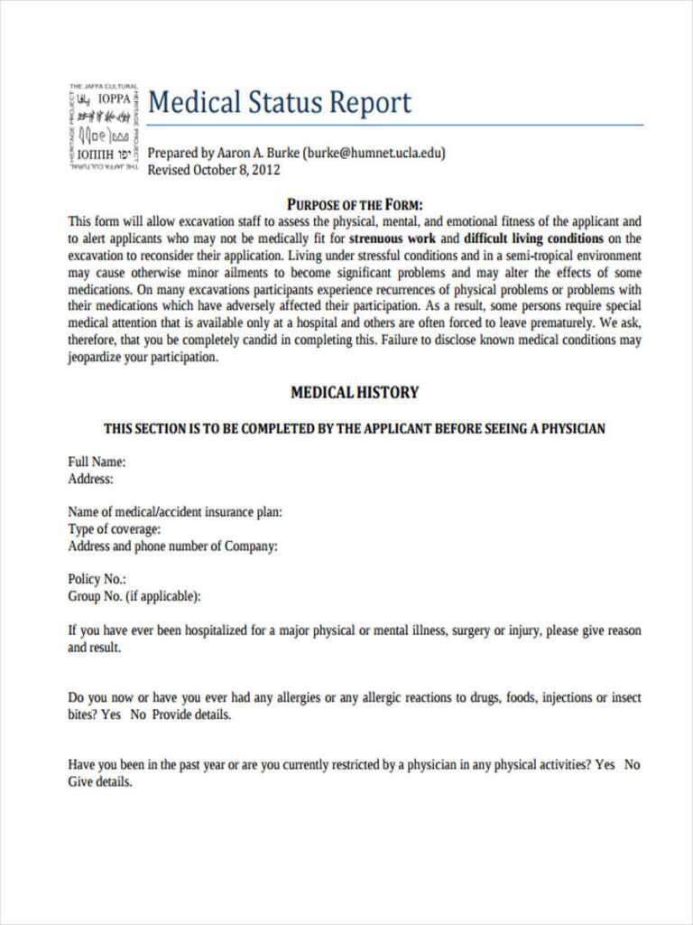 Free 7 Medical Report Forms In Pdf Intended For Medical Legal Report 