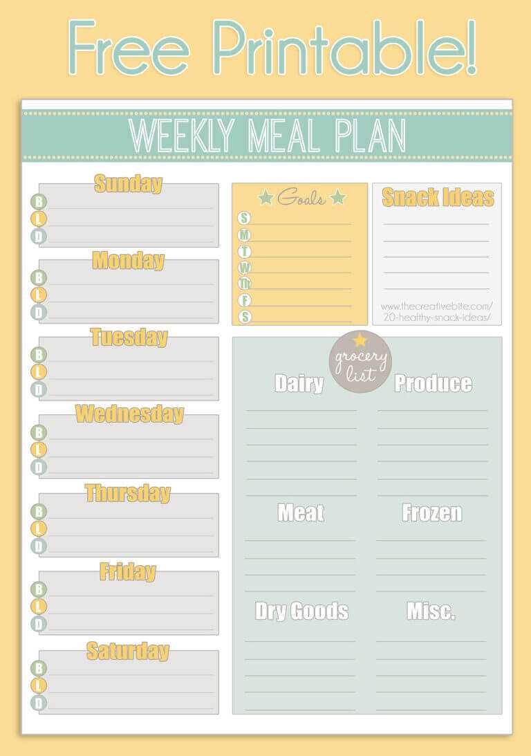 Free Printable Weekly Meal Planner Calendar With Regard To Blank Meal 