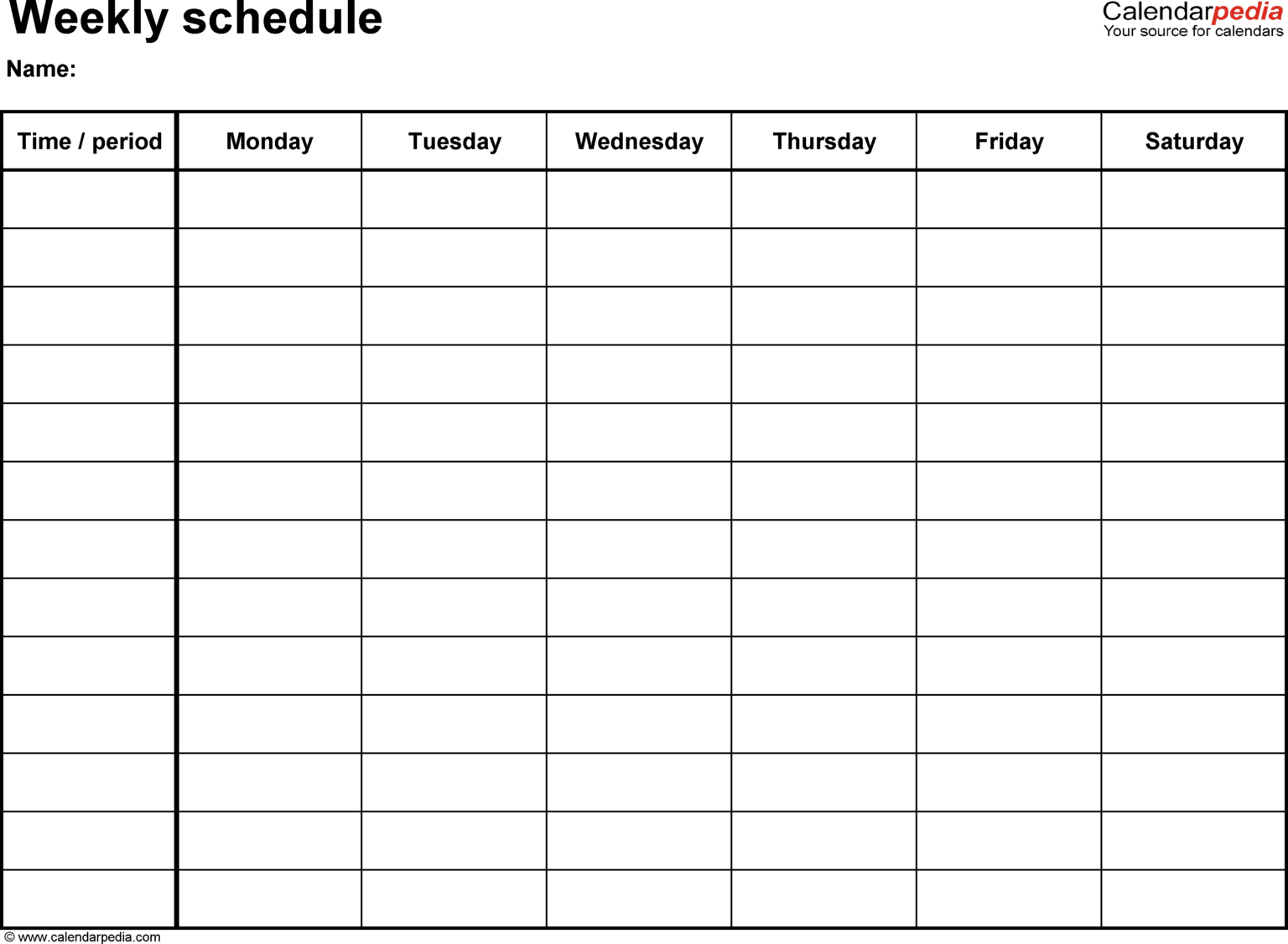 Free Weekly Schedule Templates For Word 18 Templates Within Work Plan