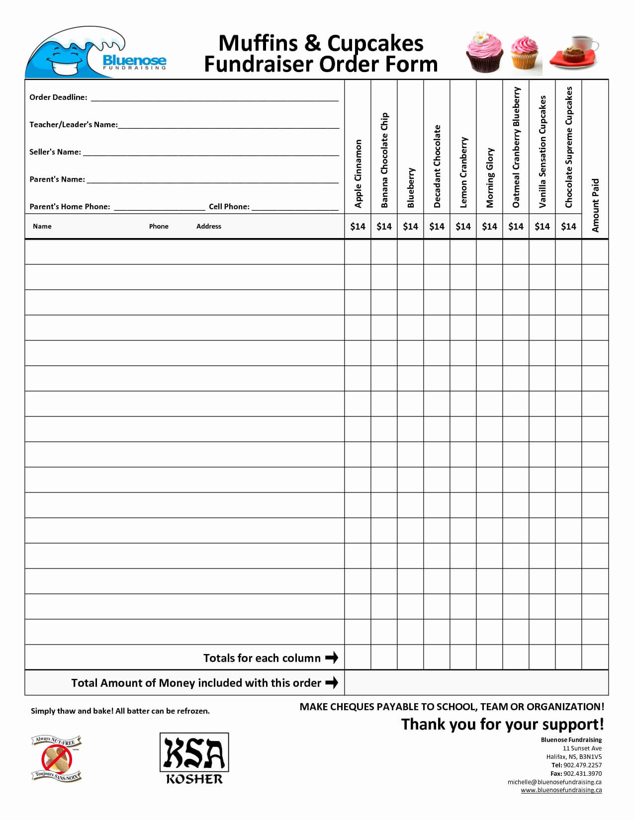 Free Printable Fundraiser Order Form Template Printable Templates