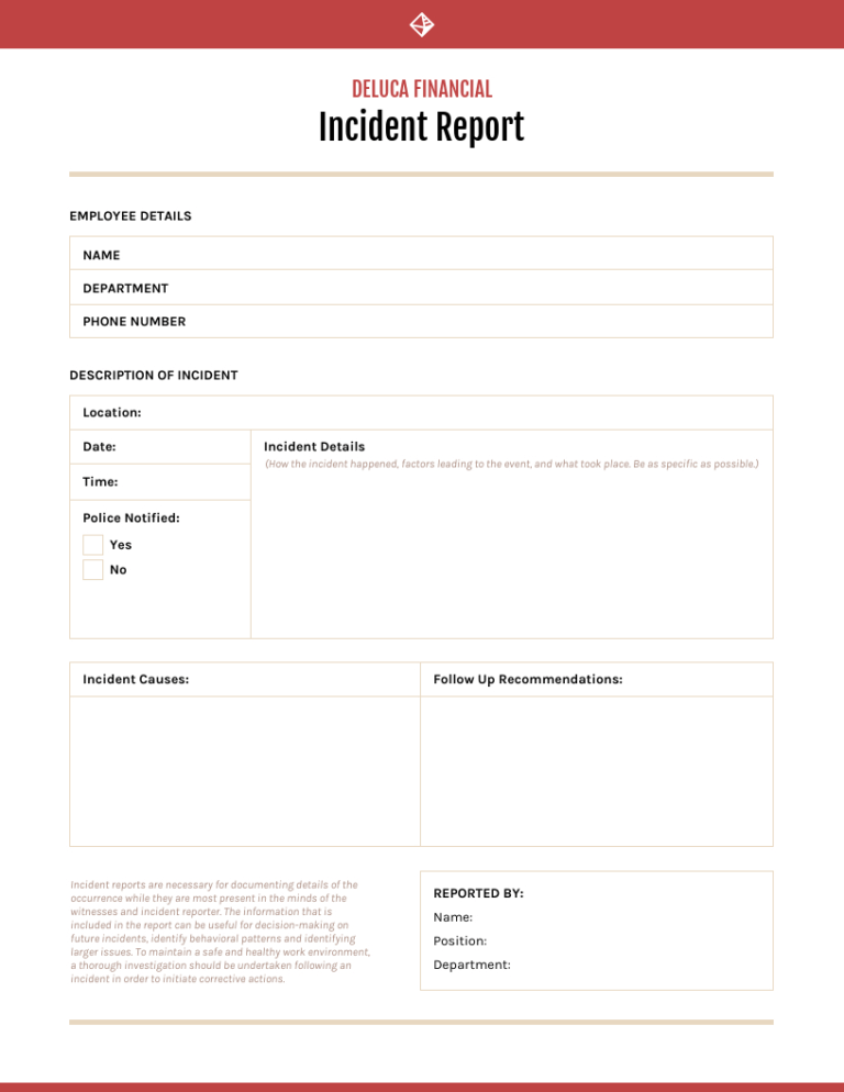 How To Write An Effective Incident Report Examples Within Serious 