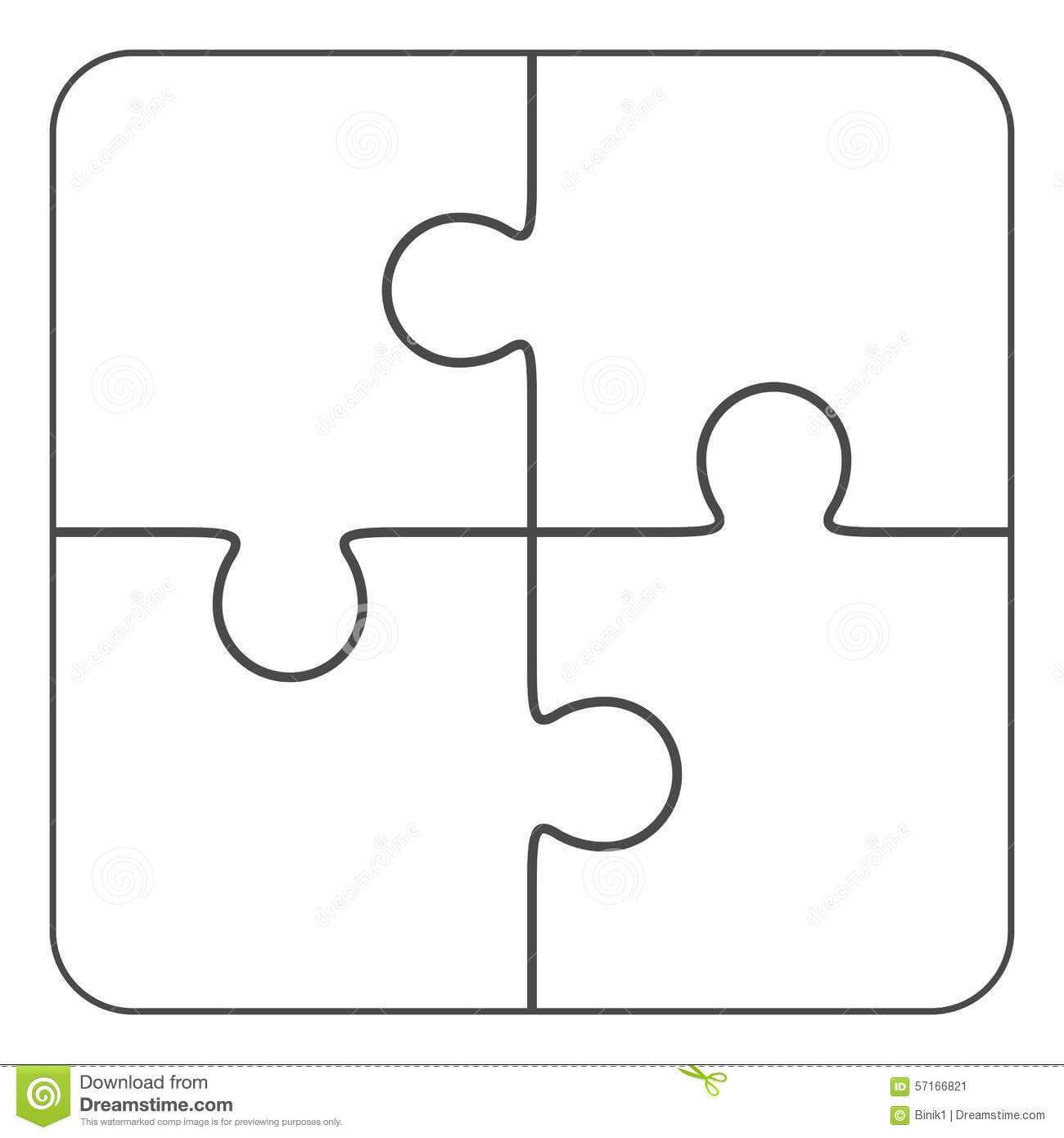 Jigsaw Puzzle Blank 2X2 Four Pieces Stock Illustration Intended For Blank Jigsaw Piece Template 