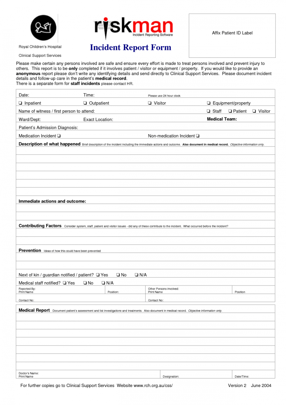 Medical Office Incident Report Template With Regard To Medication