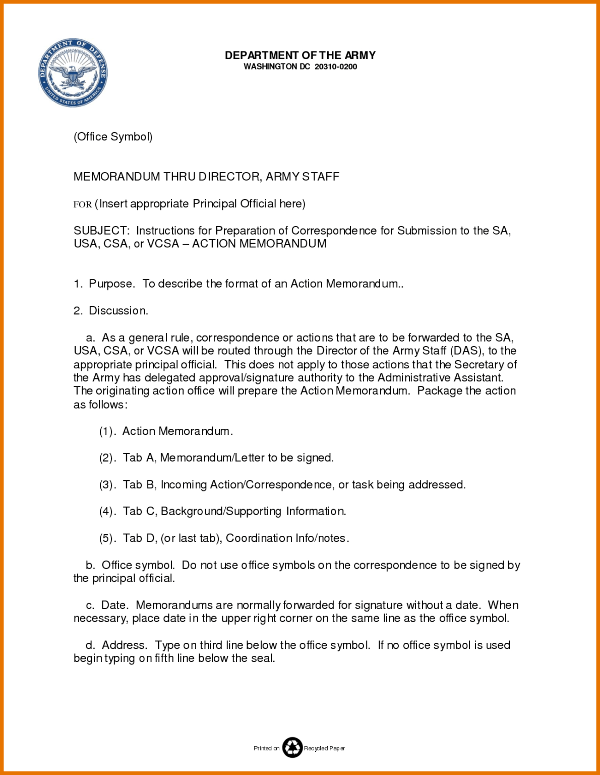 Memo Template Army Free Resume Example Inside Army Memorandum 