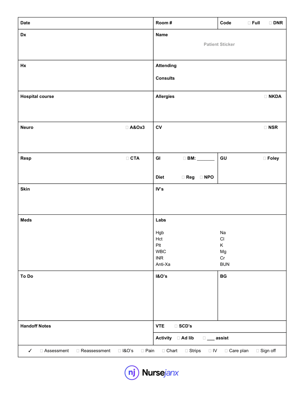Printable Nursing Brain Sheets