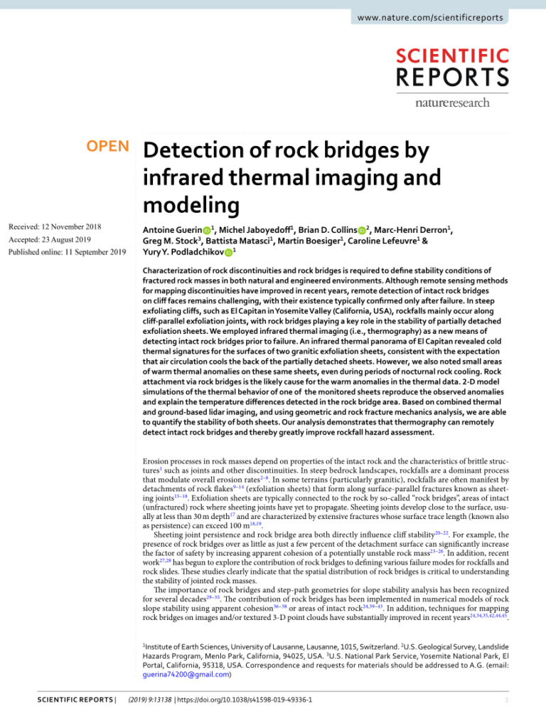 Pdf) Detection Of Rock Bridgesinfrared Thermal Imaging In Thermal ...