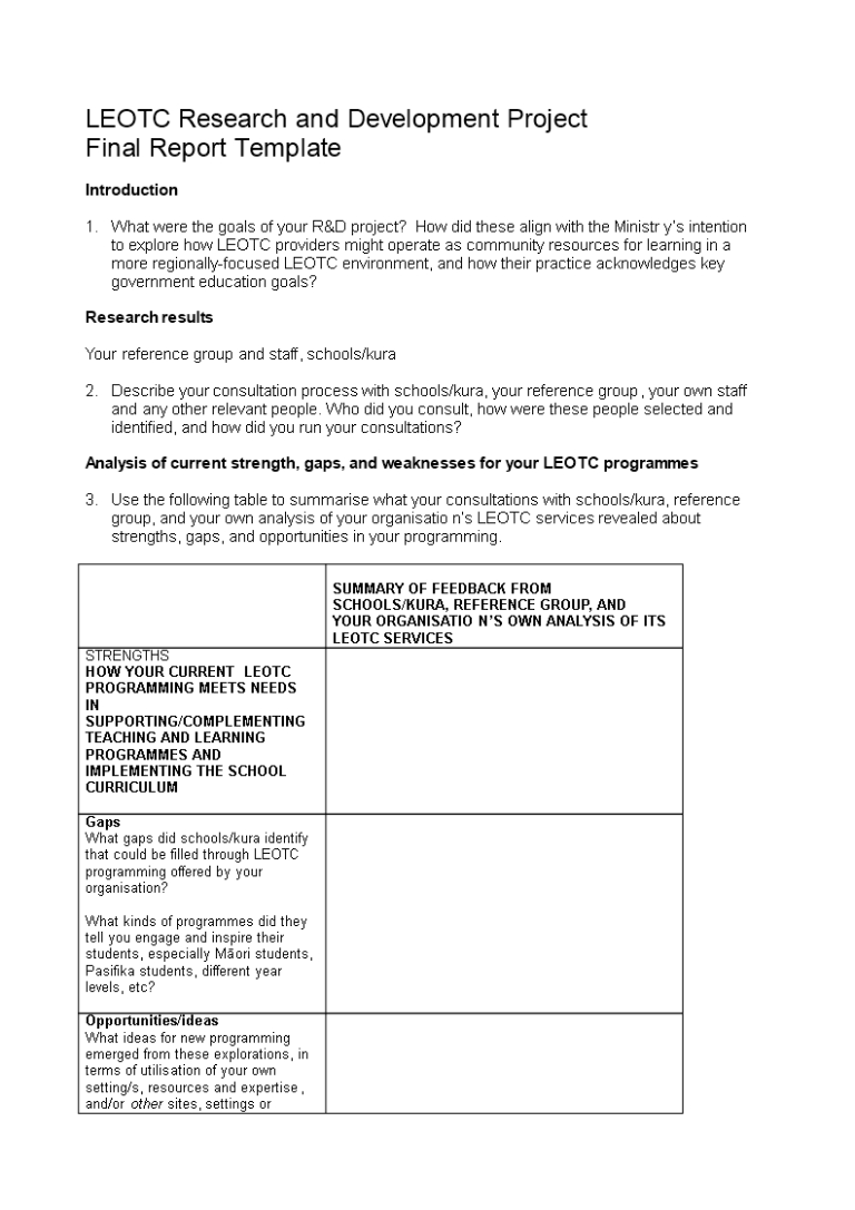 Professional Research And Development Report Templates With Research 