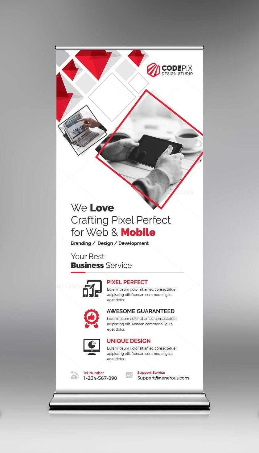 Red Roll Up Banner Design Template 000692 Inside Pop Up Banner Design 