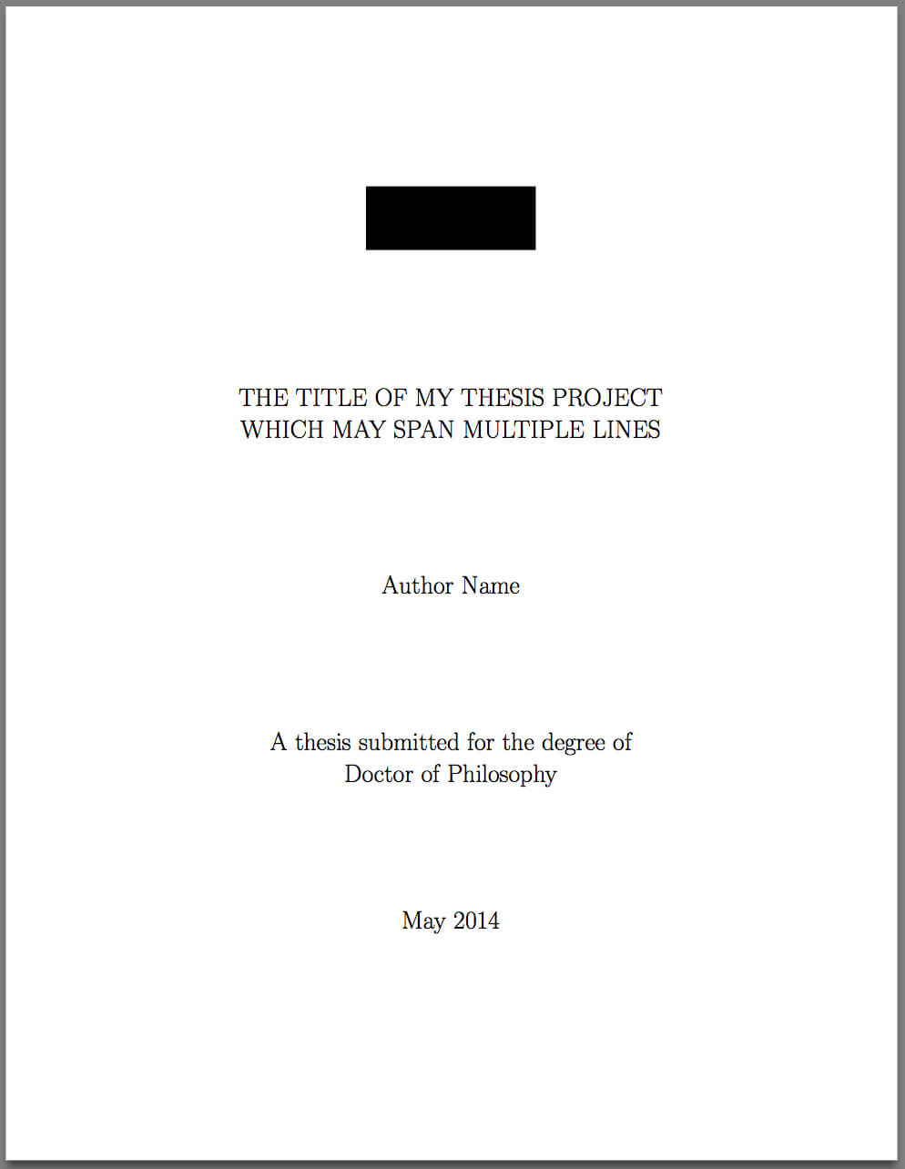 Template For Latex Phd Thesis Title Page Texblog Intended For Latex Project Report Template 