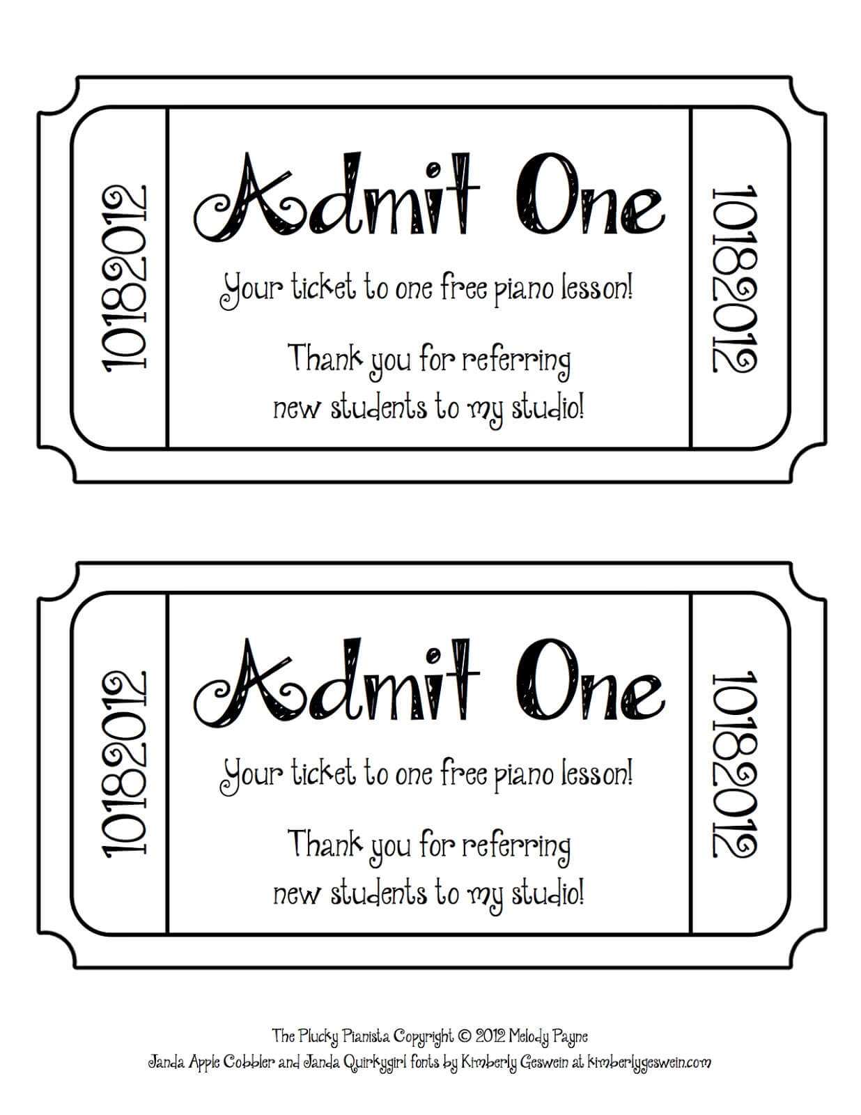 Ticket Clipart Template With Regard To Blank Admission Ticket Template 