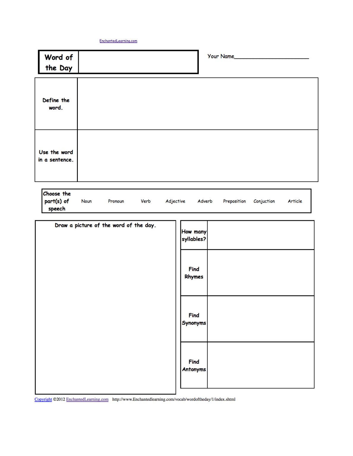 Vocabulary Words Worksheet Template - Colomboalumni.org